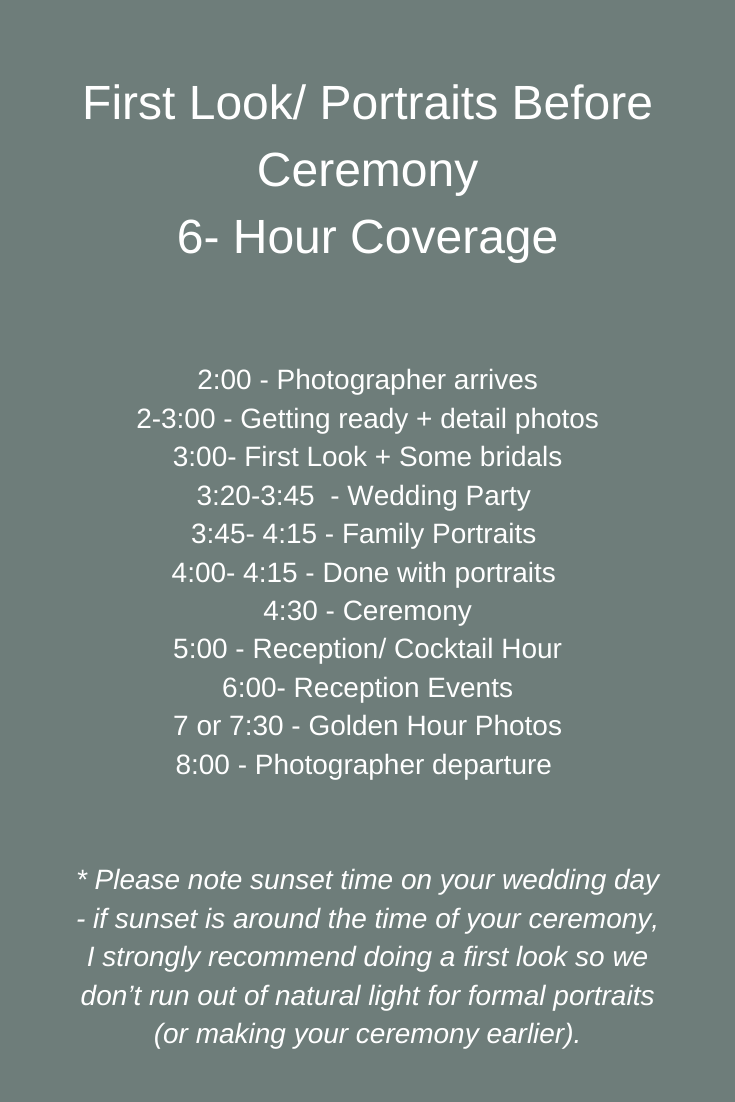 Wedding Day Timeline Examples - Works by Sarah Jane Photography